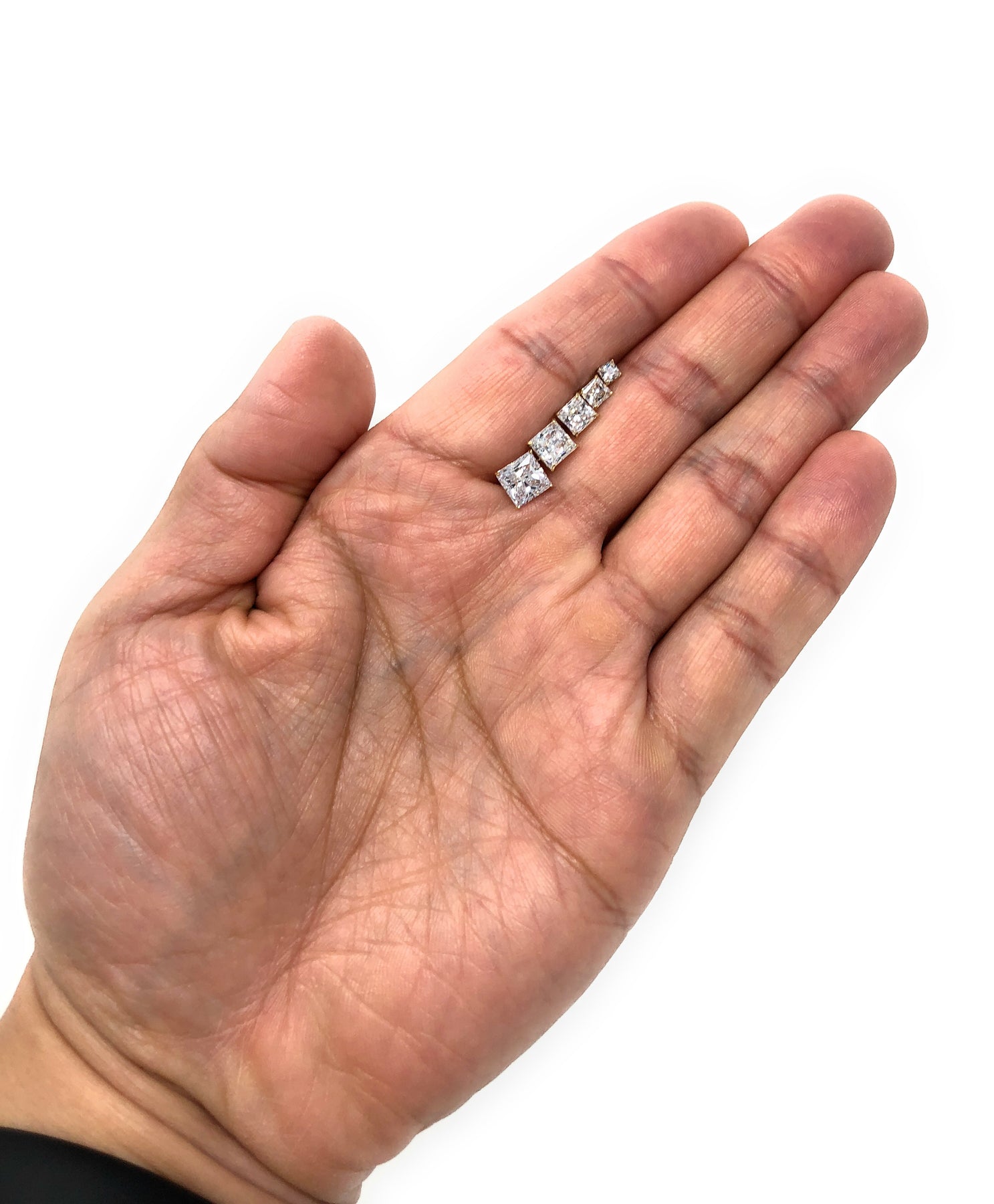 14K Gold Square Solitaire Princess Cut Cubic Zirconia CZ Stud Push Bac ...